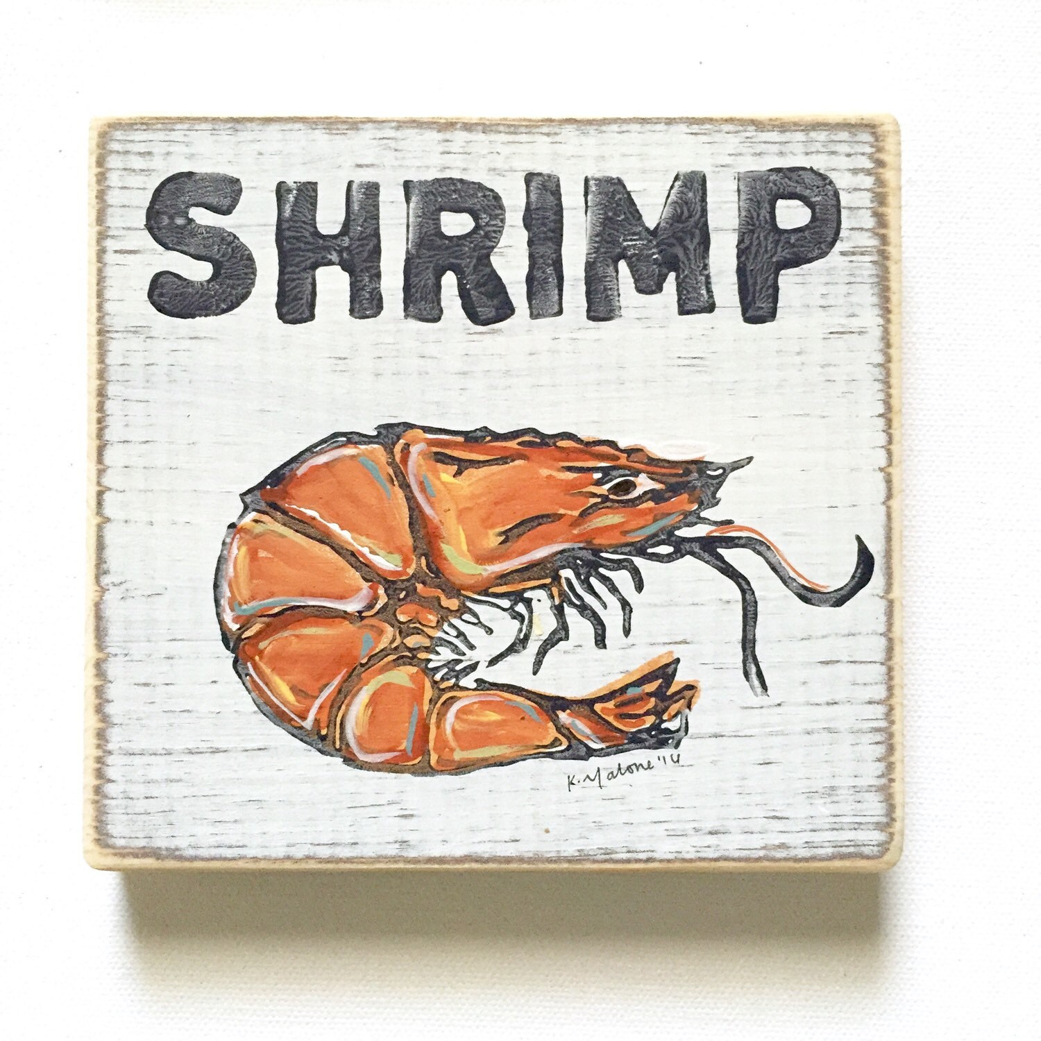 Shrimp: Wood Sign New Orleans Art Kitchen Art Collectible