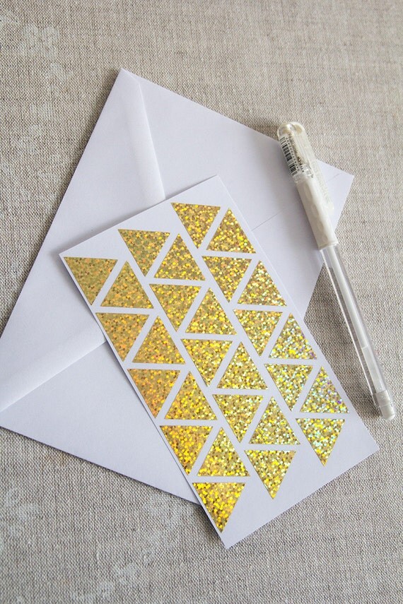1 gold hologram sticker triangle sticker vinyl label