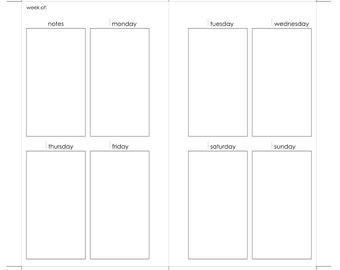 PRINTABLE Half Letter Horizontal Weekly Insert Week On 2 Pages