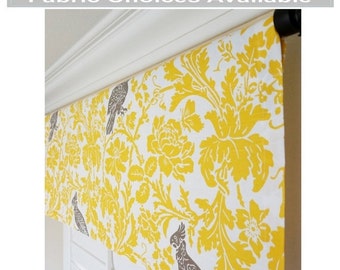 SALE Yellow Grey Valance Panel Yellow Window by TheDesignerTouch