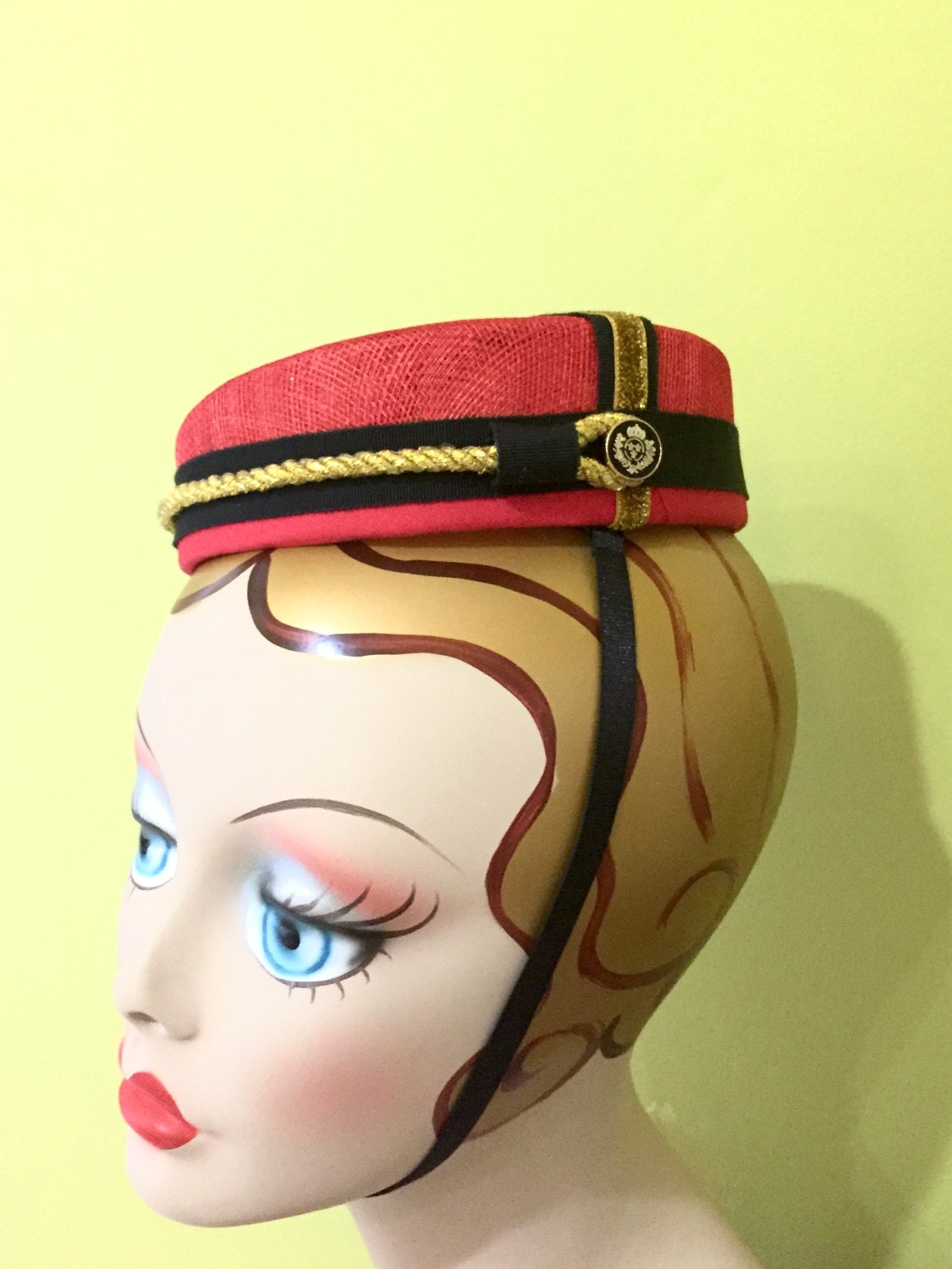 Bellboy Uniform Hat Bell Hop Fascinator Cigarette Girl Hat