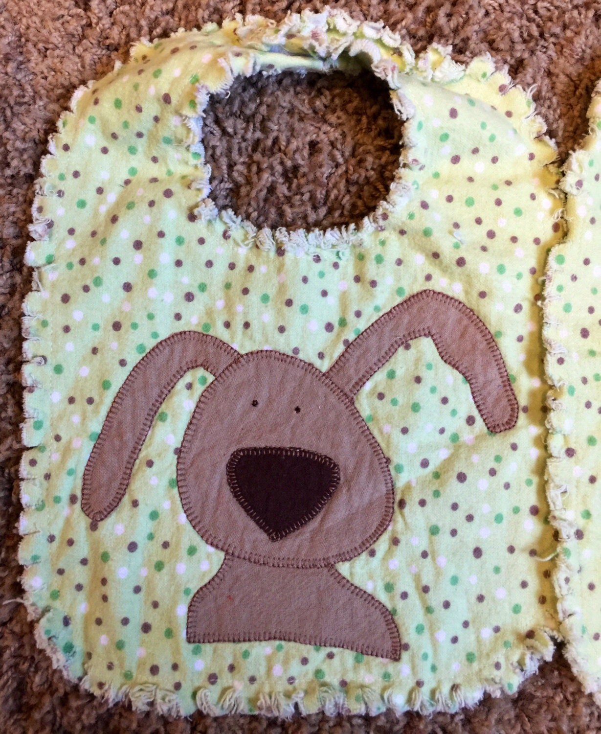 Rag Quilt Baby Bib with Applique Puppy