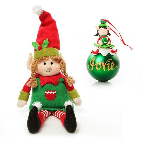 Girl Elf Shelf Sitter and Bauble Pack by TheChristmasCart on Etsy