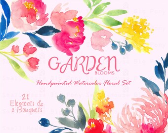 Digital Clipart Watercolor Flower Clipart by SmallHouseBigPony