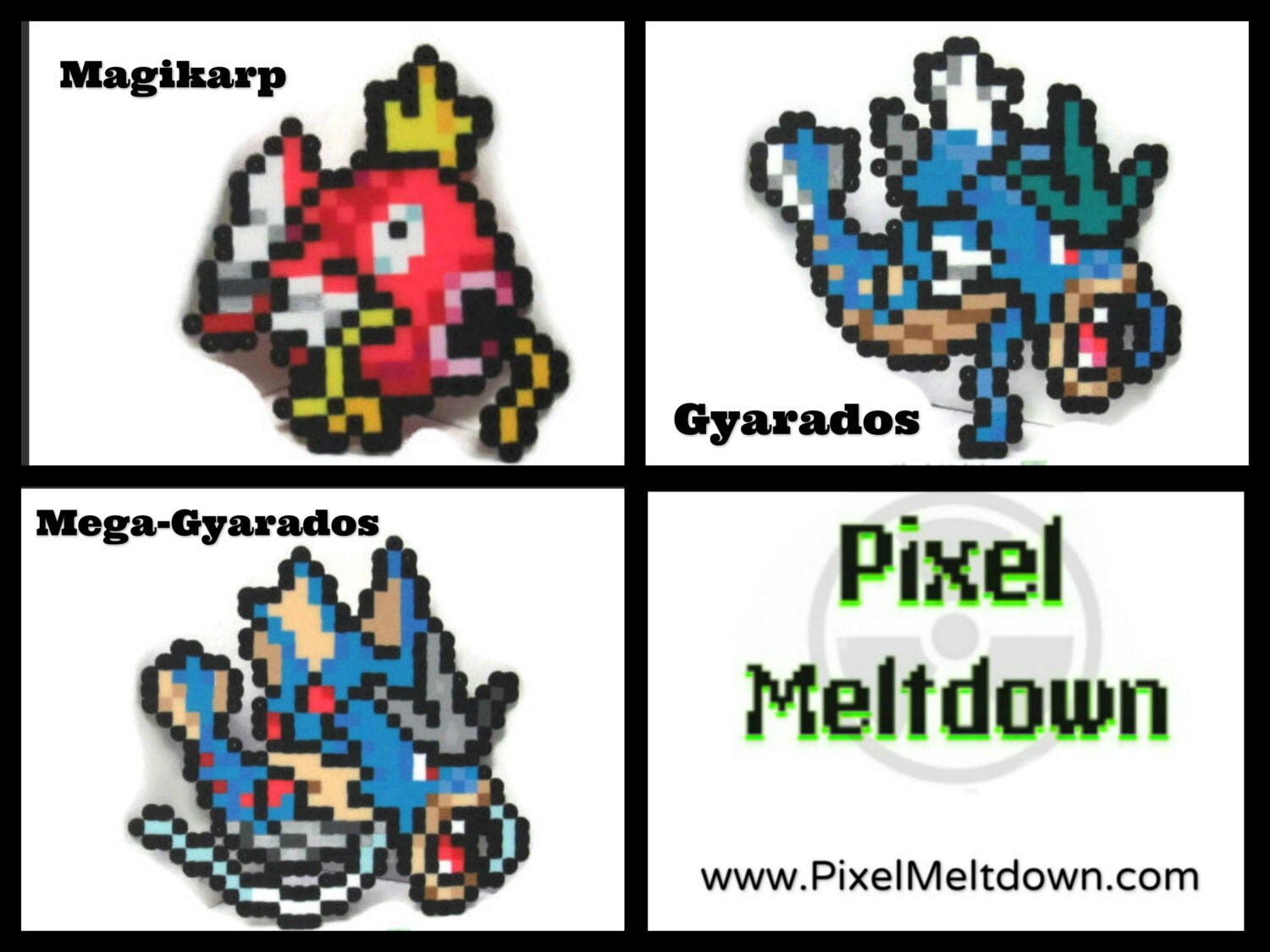 Magikarp Gyarados Mega-Gyarados Pokemon Pixel Art por PixelMeltdown