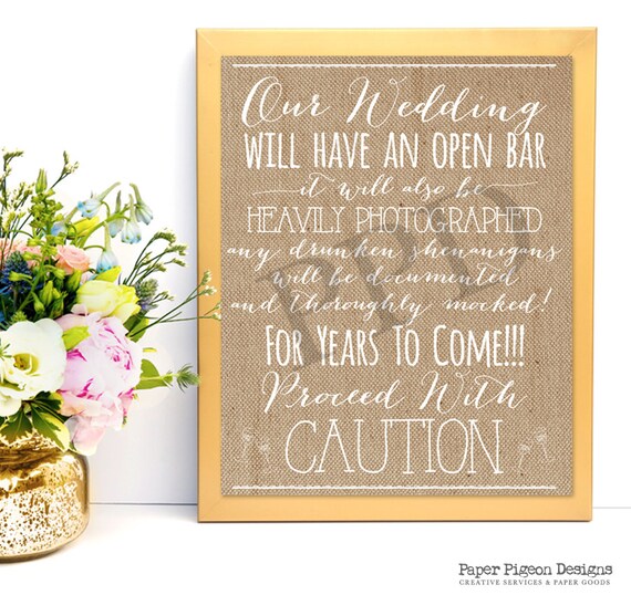 Burlap Wedding Sign DIY Bar Sign Printable Burlap Wedding