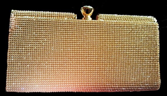 New Gold Classic Rhinestone Clutch Hand Bag With Removable