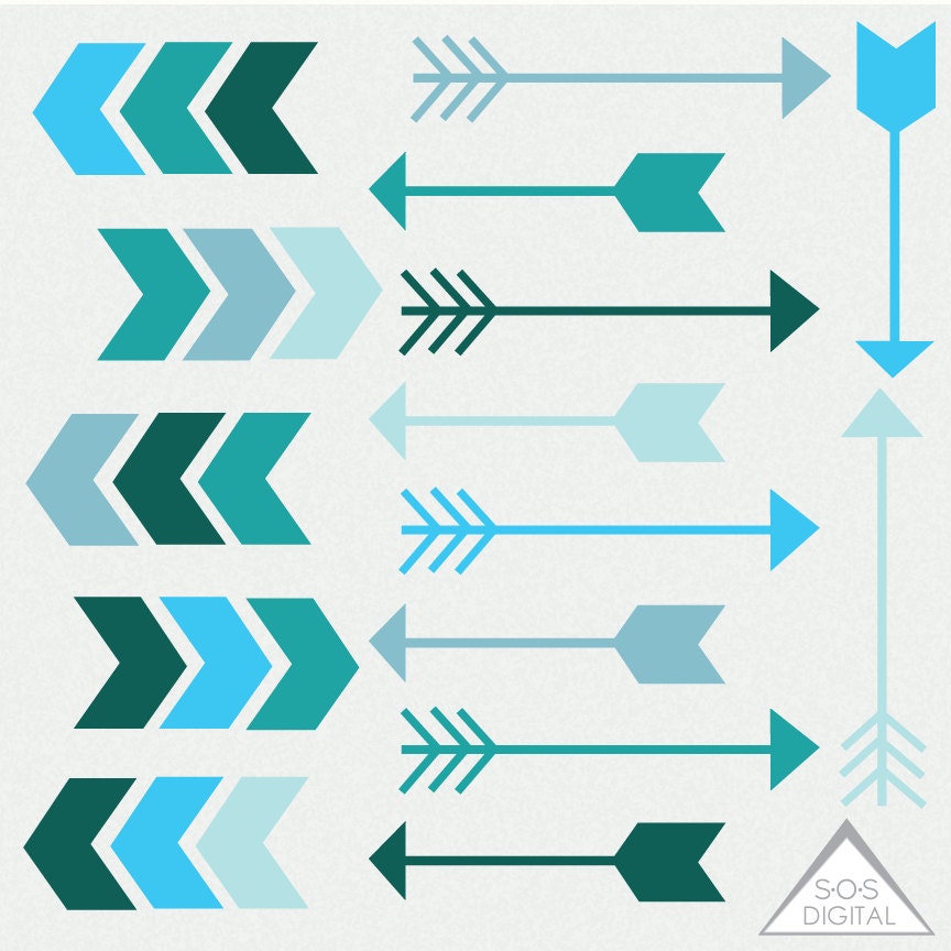 Teal Arrow Clipart Blue Arrows Clipart Arrows Digital