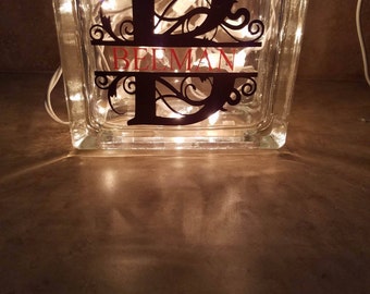 Items similar to Frosted Stripped Monogram Glass With Dots on Etsy
