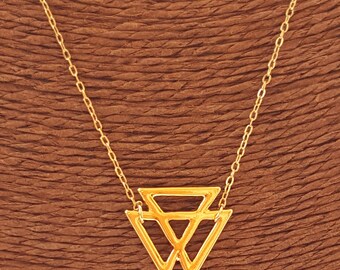 Items similar to Triangle Circle charm necklace - brass pendant ...