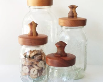 Wood mason jar lids | Etsy