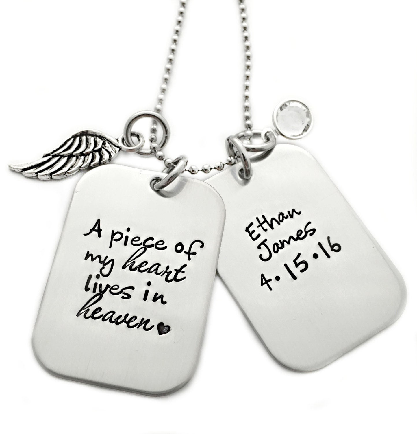 Personalized Men's Memorial Necklace A Piece of My Heart