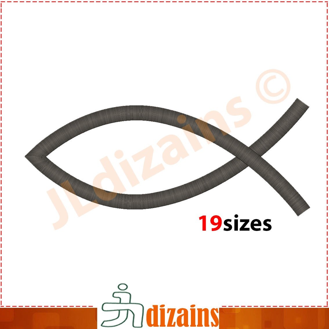 Jesus Fish Embroidery Design. Ichthys embroidery design.