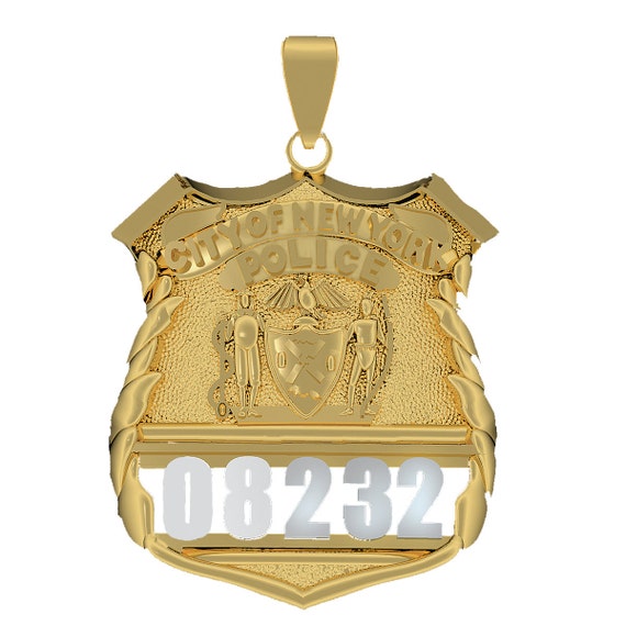 NYPD Shield Pendant Police Officer 14K Gold