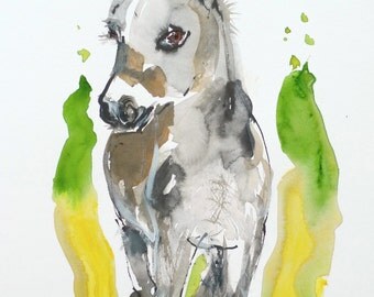 Watercolor donkey | Etsy