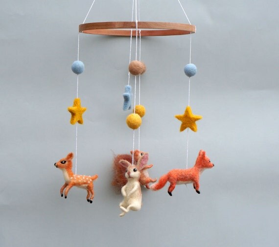 Forest animal mobile Felt Baby mobile Woodland mobile by NedaArt