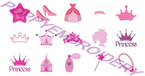 PRINCESS Design for Embroidery machine / motifs princesse