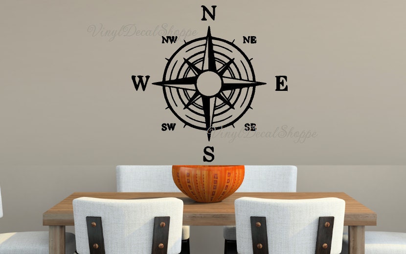Compass Wall Decal Nautical Decal Compass Compass Wall