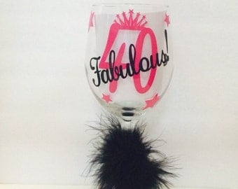 40th birthday glass | Etsy