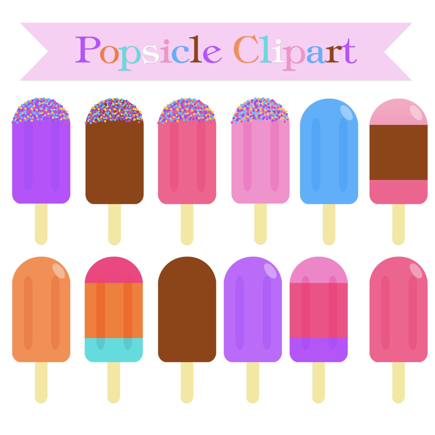 SALE! POPSICLE CLIPART - Cute Digital Clipart - Commercial Use ...