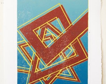 Reduction woodcut | Etsy