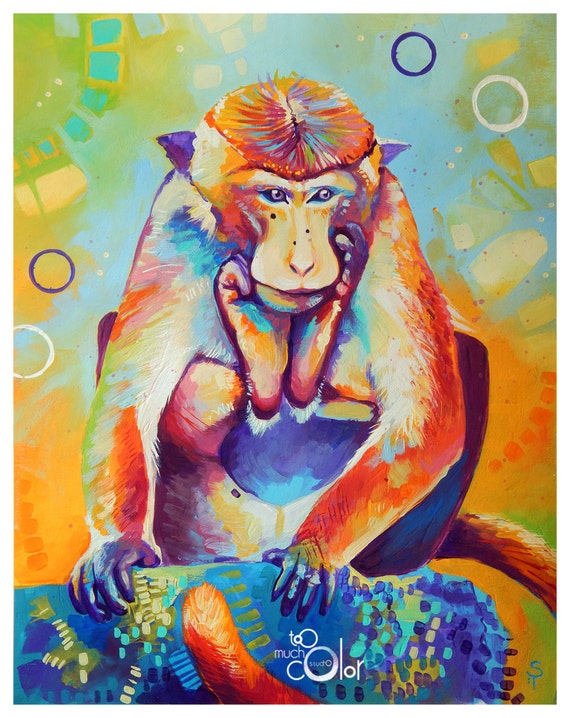 The Monkey Original colorful traditional acrylic painting on