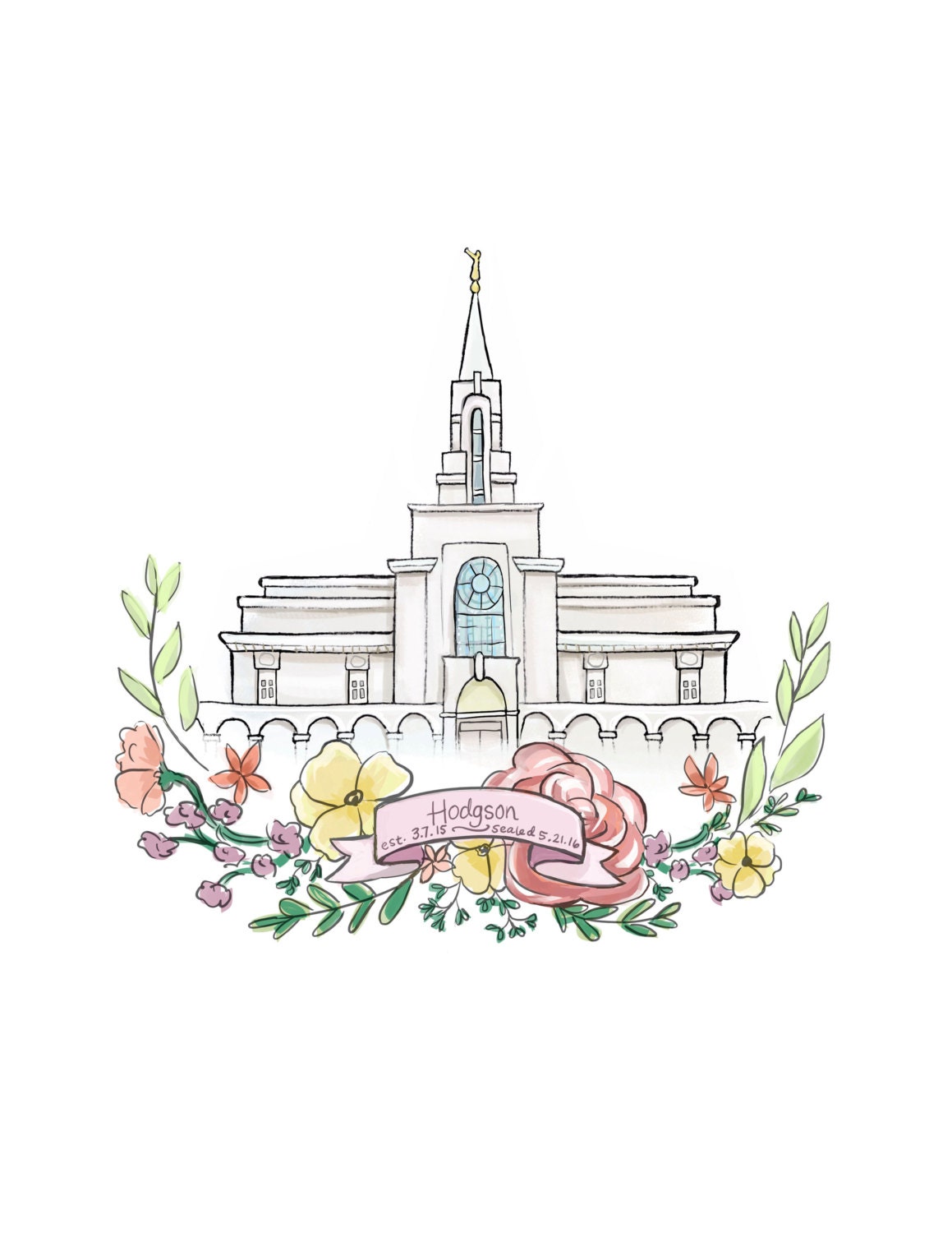 Custom Temple Banner LDS Mormon art Latter Day Saint