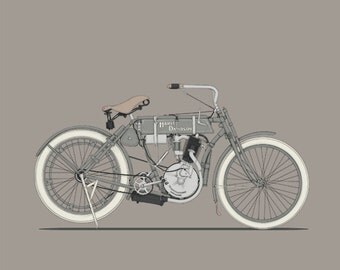 Motorcycle drawing | Etsy