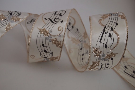 5 Yards Satin Music Note Wired Ribbon Sheet Music Ribbon