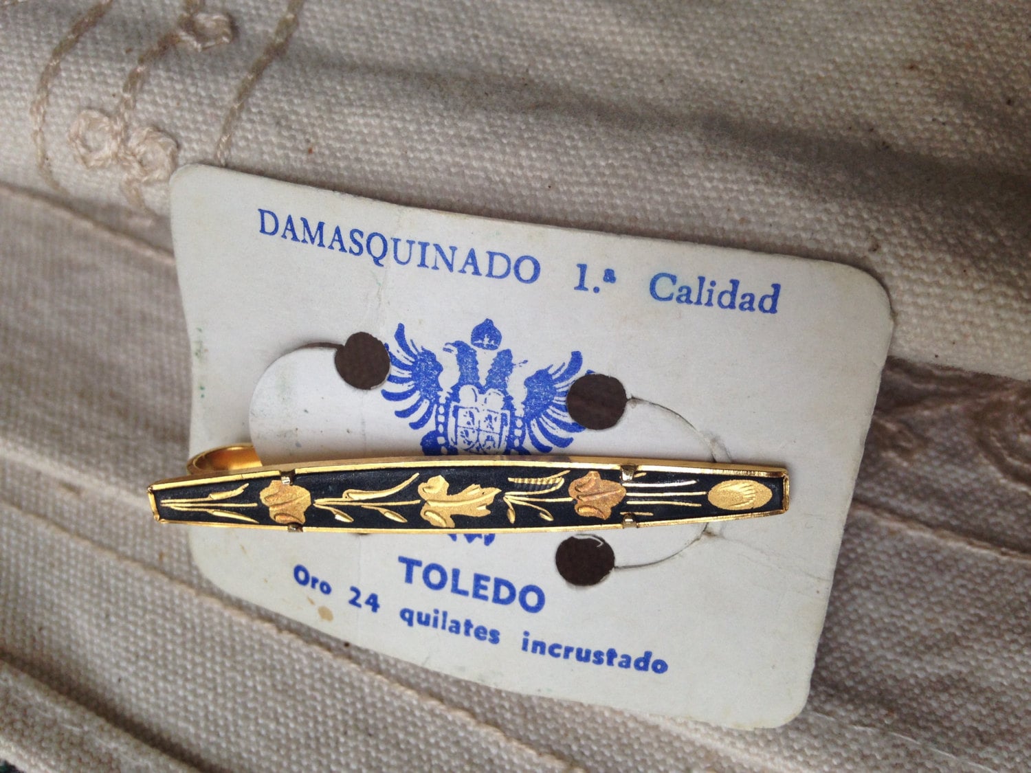 Vintage Damascene Tie Clip Spanish Tie Clip Toledo by DuckCedar