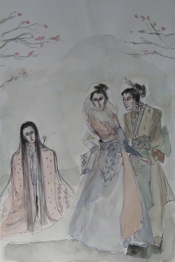 Japanese Nobility original painting inspired by Yoshitaka