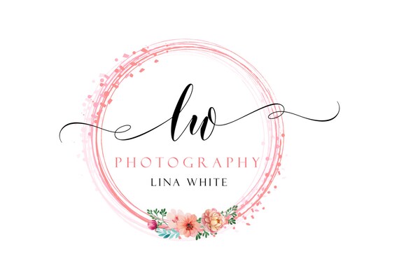Photography logo Custom logo design pink confetti by BrandingYou