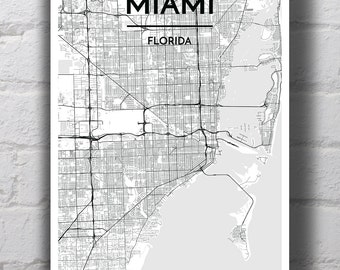 Miami city map | Etsy