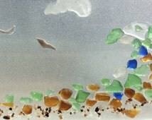 Unique sea glass window art related items | Etsy