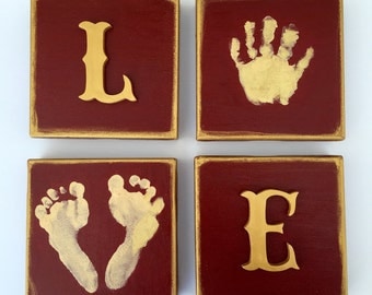 Handprint canvas art | Etsy