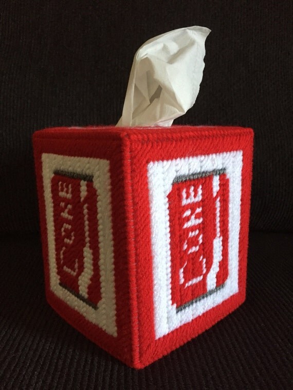 Coke Coca-Cola Handmade Plastic Canvas Tissue Box Cover