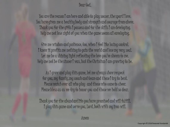 Soccer Prayer Digital Print Downloadable Soccer Player's