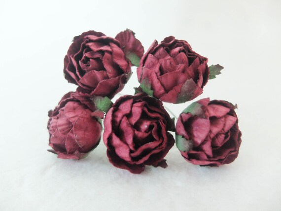 Burgundy paper flowers 5 30mm burgundy mulberry paper