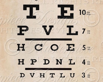 Eye Chart Card.Thank You.Eye Chart.Eye Chart Card.Paper
