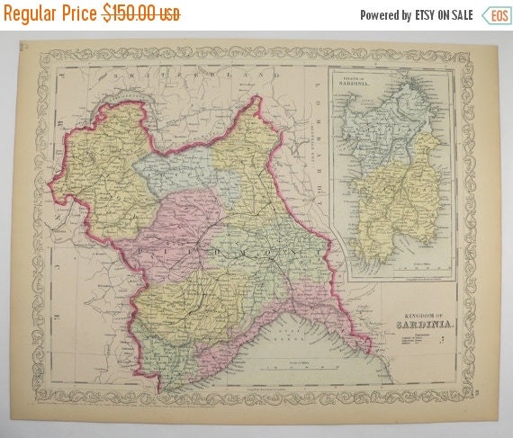 Original Antique Map of Italy Northwest 1858 by OldMapsandPrints