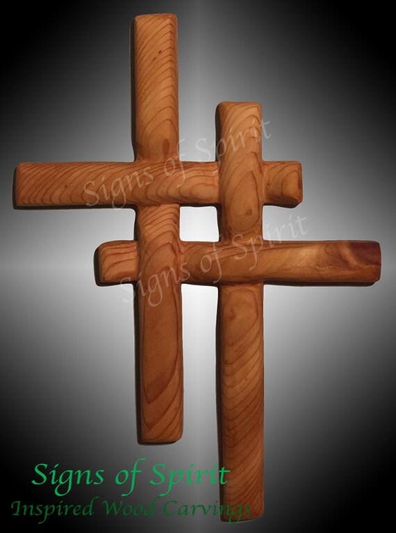 Couples Cross Wood carved Interlocking Crosses Wooden