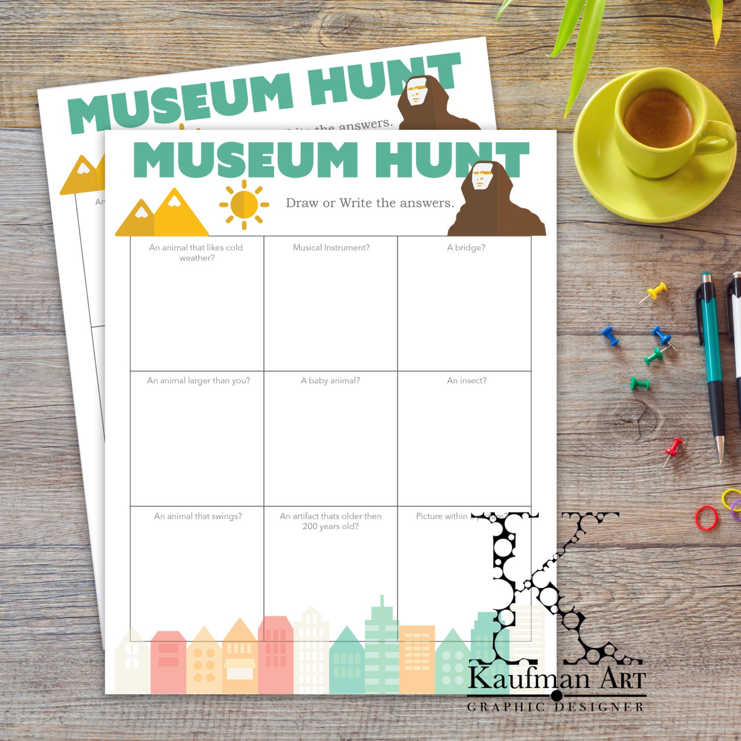 3 different Museum Scavenger Hunt Kids Summer Fun Instant