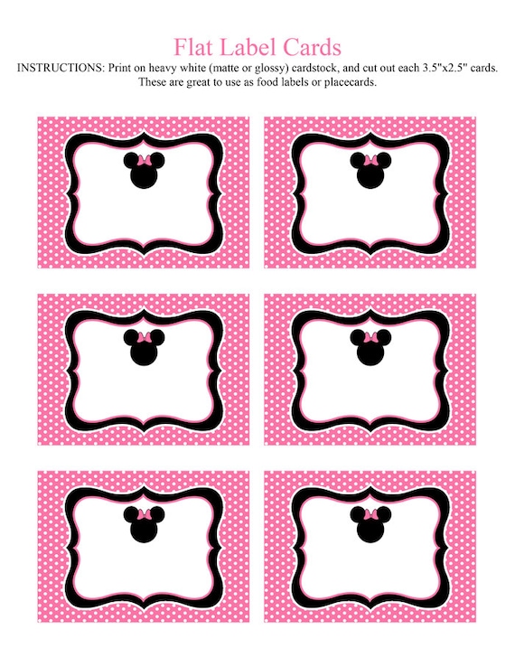 Minnie Mouse Party Labels