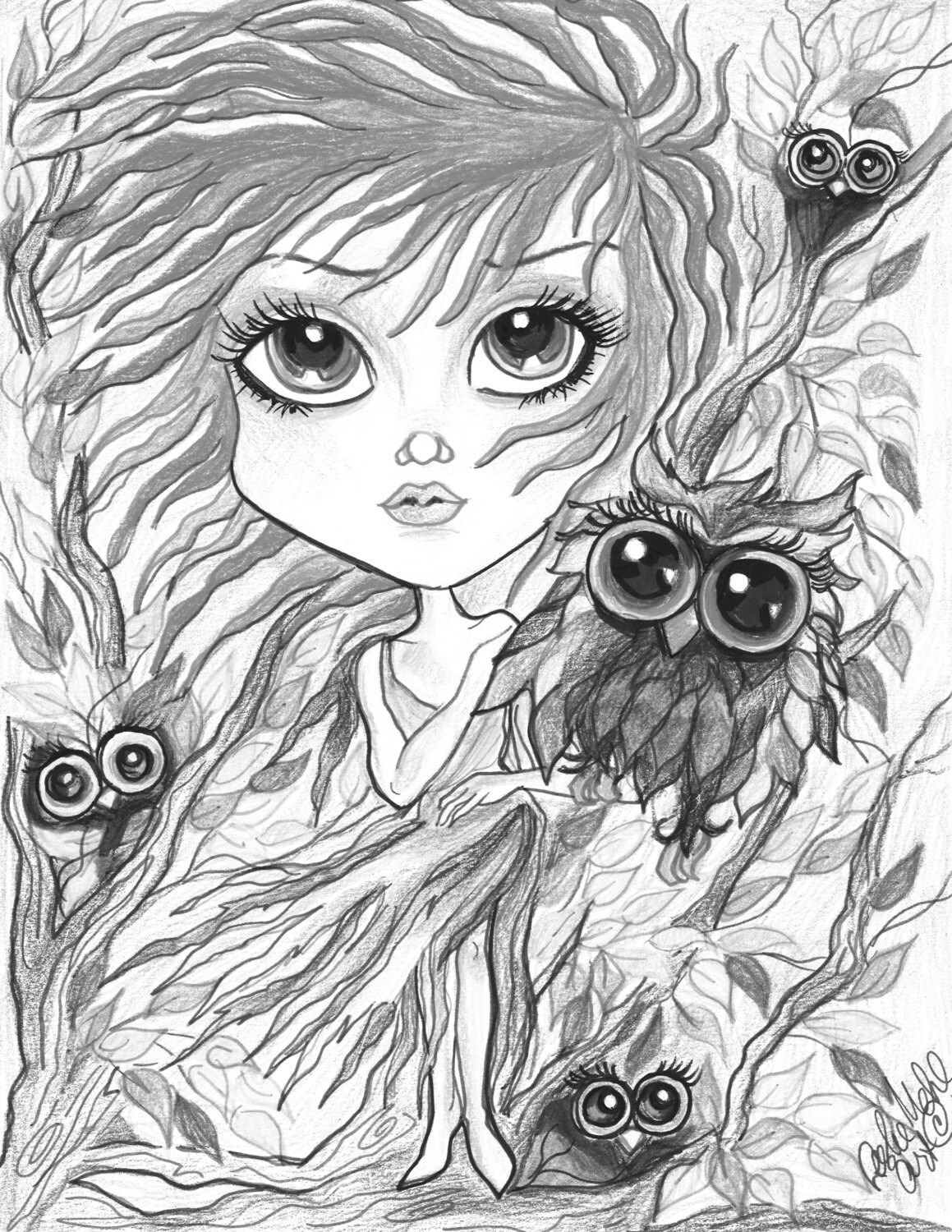 Adult Coloring Page Grayscale Page Printable Coloring Page