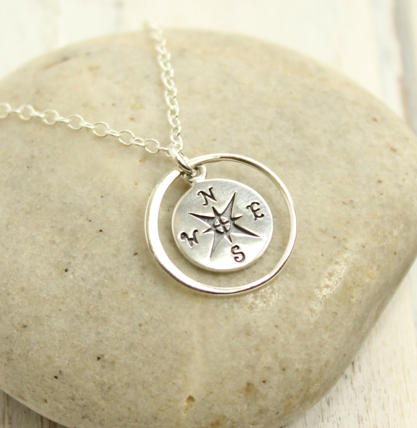 Sterling Silver Compass Necklace