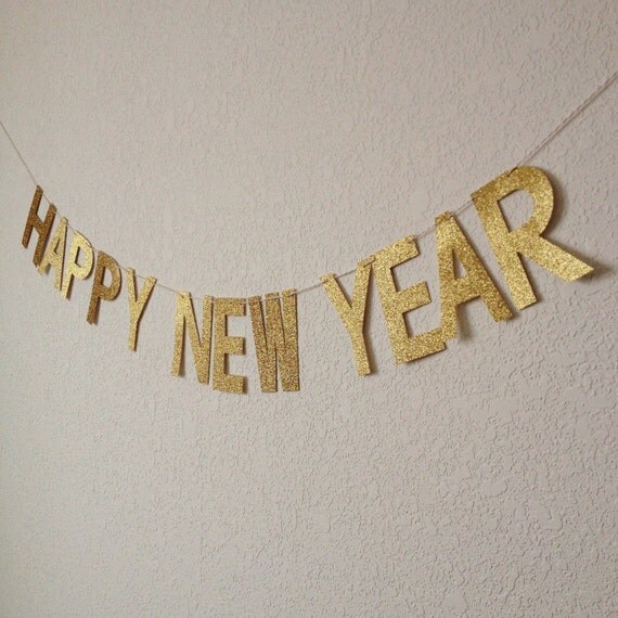 Glitter Happy New Year Banner // Glitter Banner // Gold