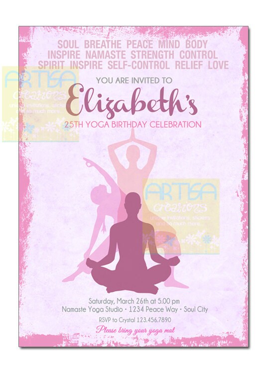 Yoga Invitation Yoga Party Invitation Yoga Birthday