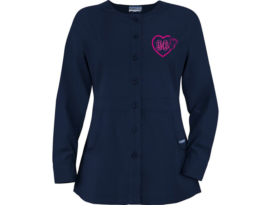 Sonographer Heart Monogram Scrub Jacket by SouthernStitchCo