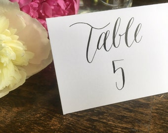 Items similar to Modern Calligraphy Table Numbers for Weddings or ...