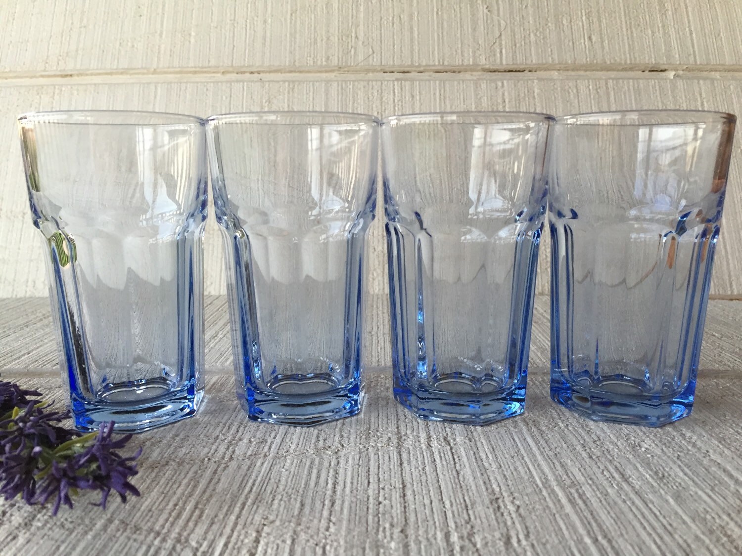 Vintage Blue Juice Glasses Libbey Gibraltar Misty Blue Retro